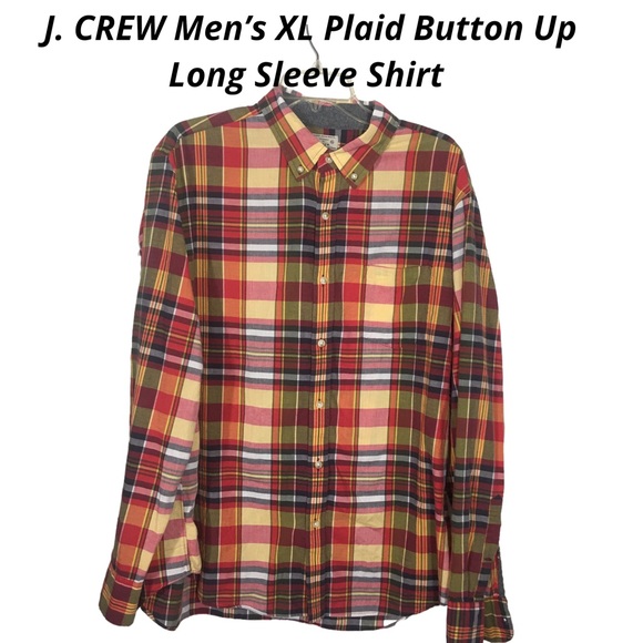 J. Crew | Shirts | Mens J Crew Red Orange Blue Plaid Cotton Relaxed Fit Casual Shirt Xl | Poshmark